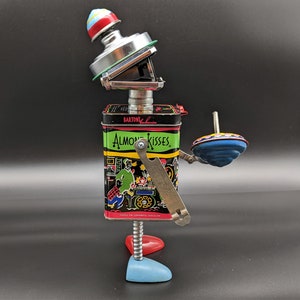 Assemblage Art Robot With Toy Tops Found Object Robot Art Repurposed ...