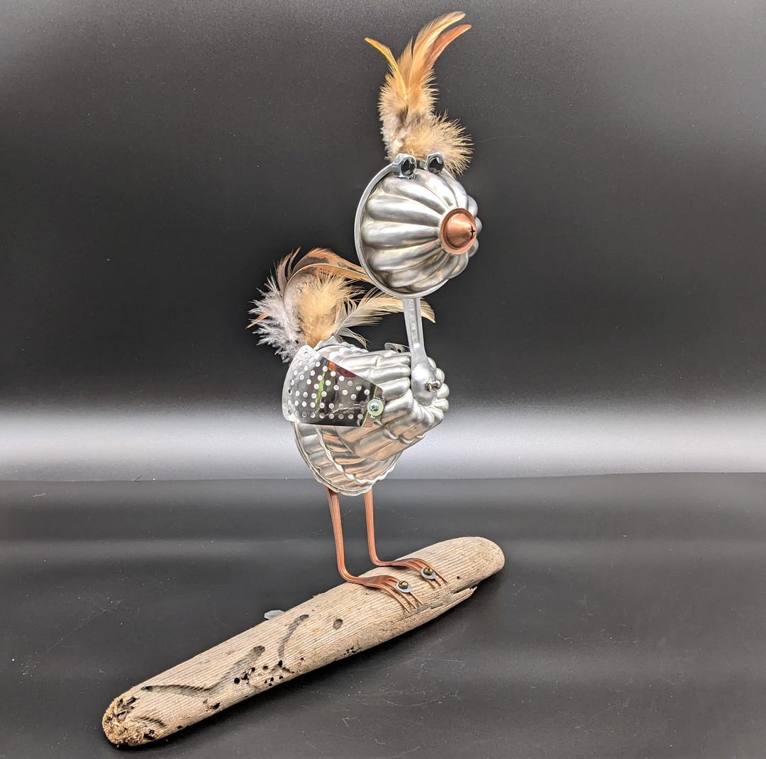 Big Fantasy Bird on Driftwood - Found Object Art Sculpture - Upcycled ...