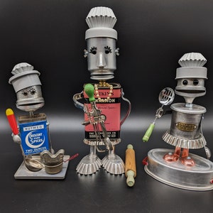 Chef Baker Sculpture Found Object Robot Assemblage Art Vintage Kitchen ...