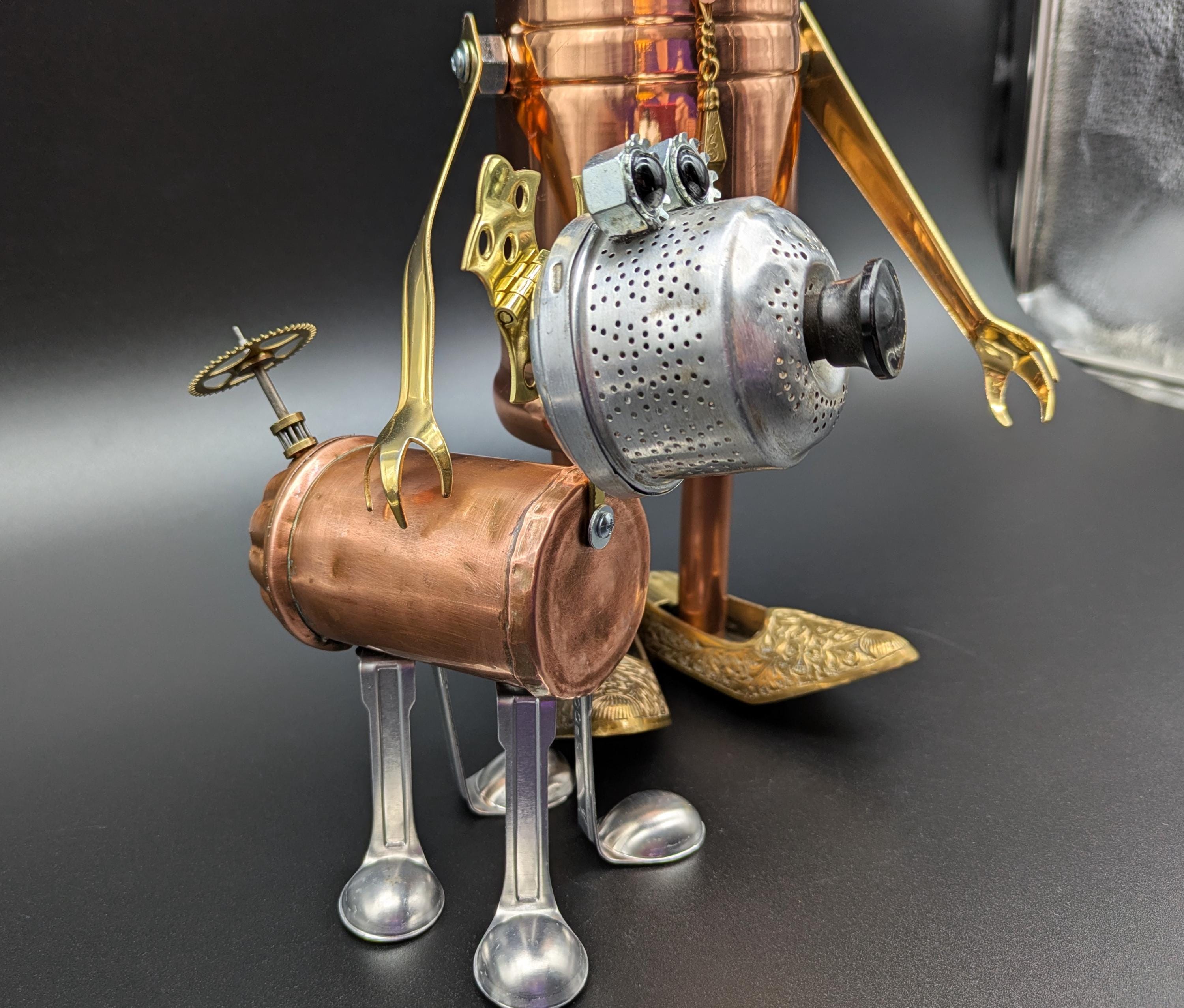 Copper Robot With Dog - Found Object Art - Assemblage Sculpture - Dog ...