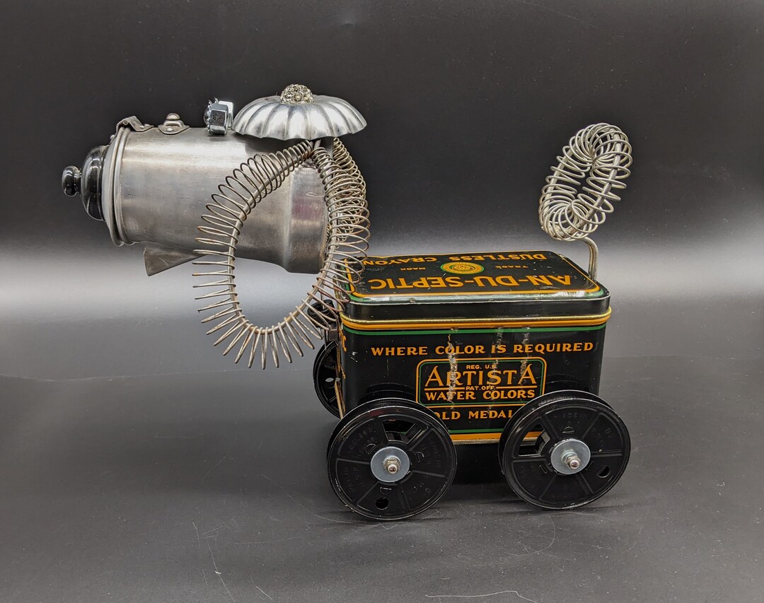 Dog on Wheels Sculpture Assemblage Art Upcycled Repurposed Art Pet ...