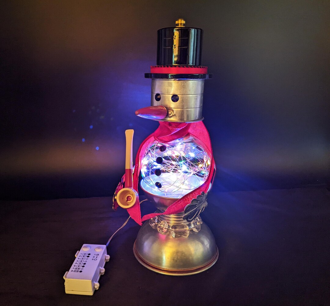 Robot Snowman Light up Snowman Found Object Robot Art Assemblage ...