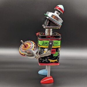 Assemblage Art Robot With Toy Tops Found Object Robot Art Repurposed ...