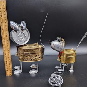 Pair of Cats With Ball of Yarn - Found Object Cat Sculpture - Brass ...