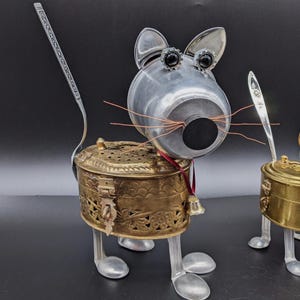 Pair of Cats With Ball of Yarn Found Object Cat Sculpture Brass Cats ...