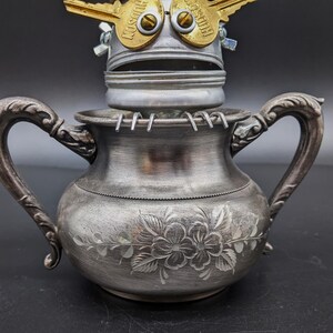 Good Luck Gremlin in Sugar Bowl Found Object Robot Art Assemblage ...