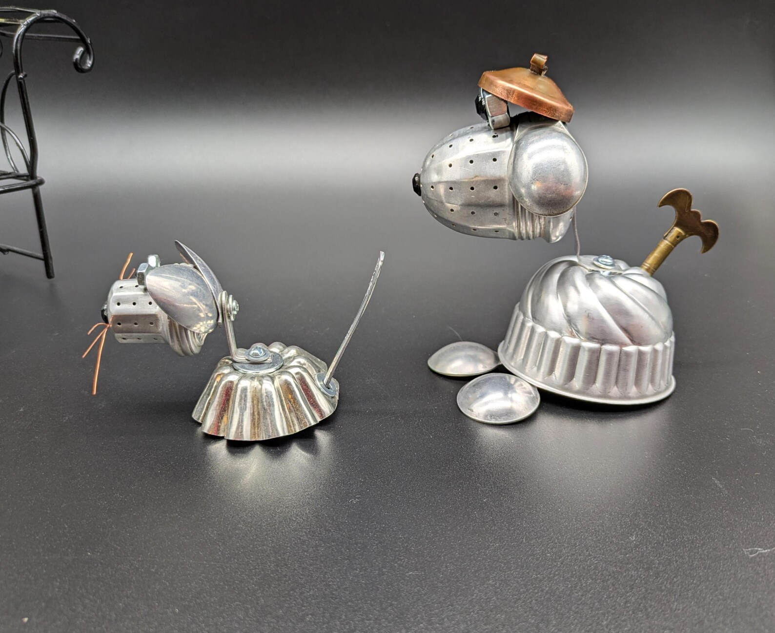 Found Object Art Sculpture: Woman Reading With Dog or Cat on Bench - Etsy