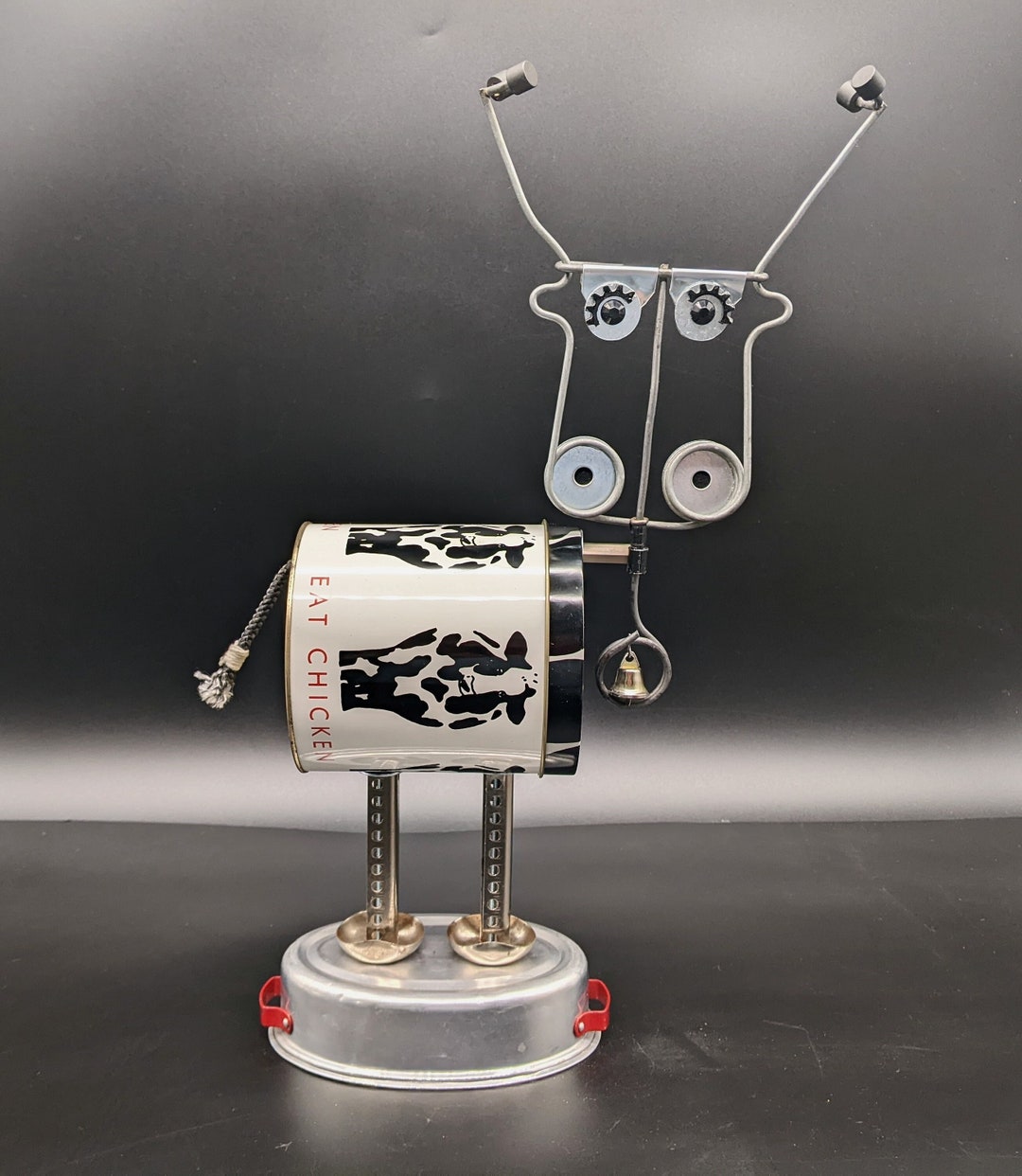 Metal Cow Sculpture Found Object Art Assemblage Art Cow Whimsical Cow ...