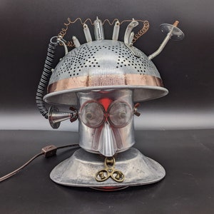 Robot With Alien Listening Device Helmet - Found Object Robot Art ...