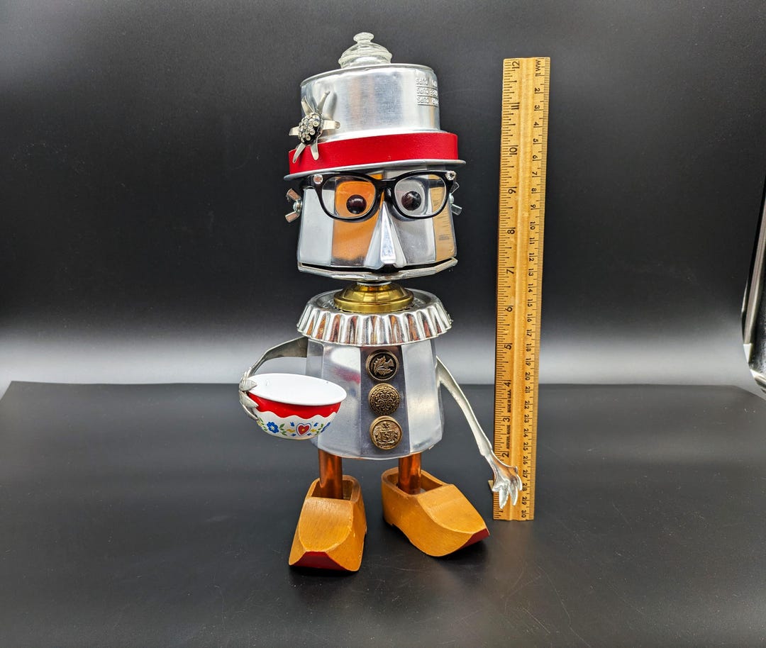 Espresso Pot Robot - Coffee Bot - Found Object Robot - Assemblage Art ...