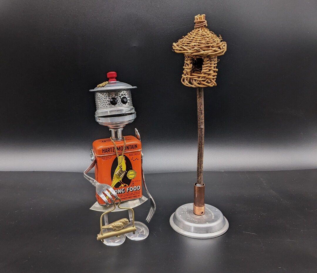 Birdwatcher Found Object Robot Sculpture - Assemblage Art Figure ...