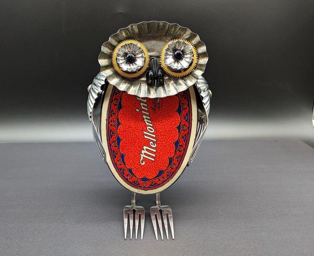 Found Object Owl Sculpture - Assemblage Art Owl Upcycled Recycled ...