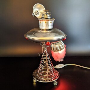 Alien Flying Saucer With Abductees Lamp - Found Object Art - Assemblage ...