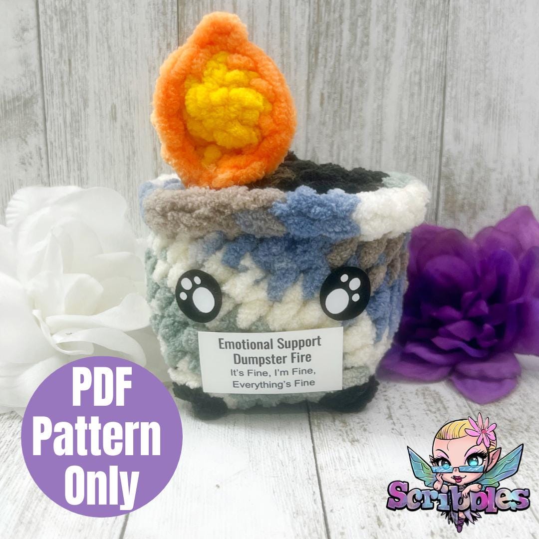 No Sew Mini Dumpster Fire Plush Pattern PDF | Crochet Pattern Amigurumi ...