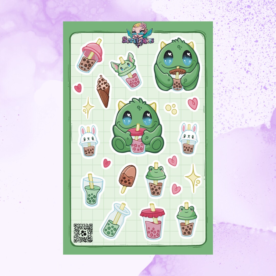 Boba Monster Sticker Sheet - Etsy