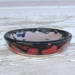Black Red Beige Stoneware Dish, Small Pottery Dish, Handthrown Small ...