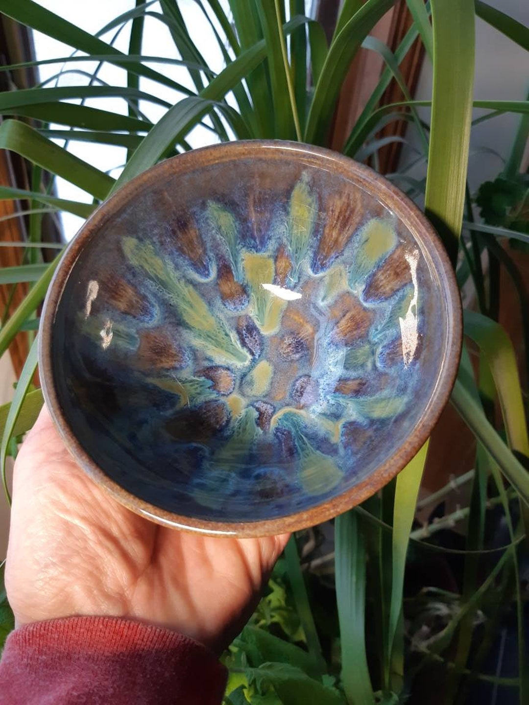 Blue Rutile Green Stoneware Bowl, Spotted Pottery Bowl, Small Bowl ...