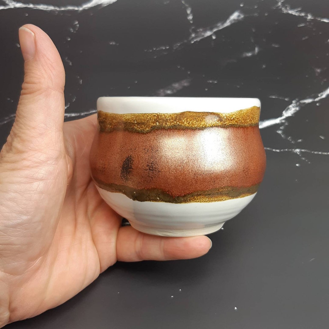 White Copper Stoneware Tumbler, Stoneware Pottery Cup, Handthrown ...