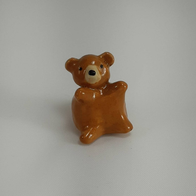 Miniature Porcelain Brown Bear Figurine Tiny Ceramic Tan Bear - Etsy