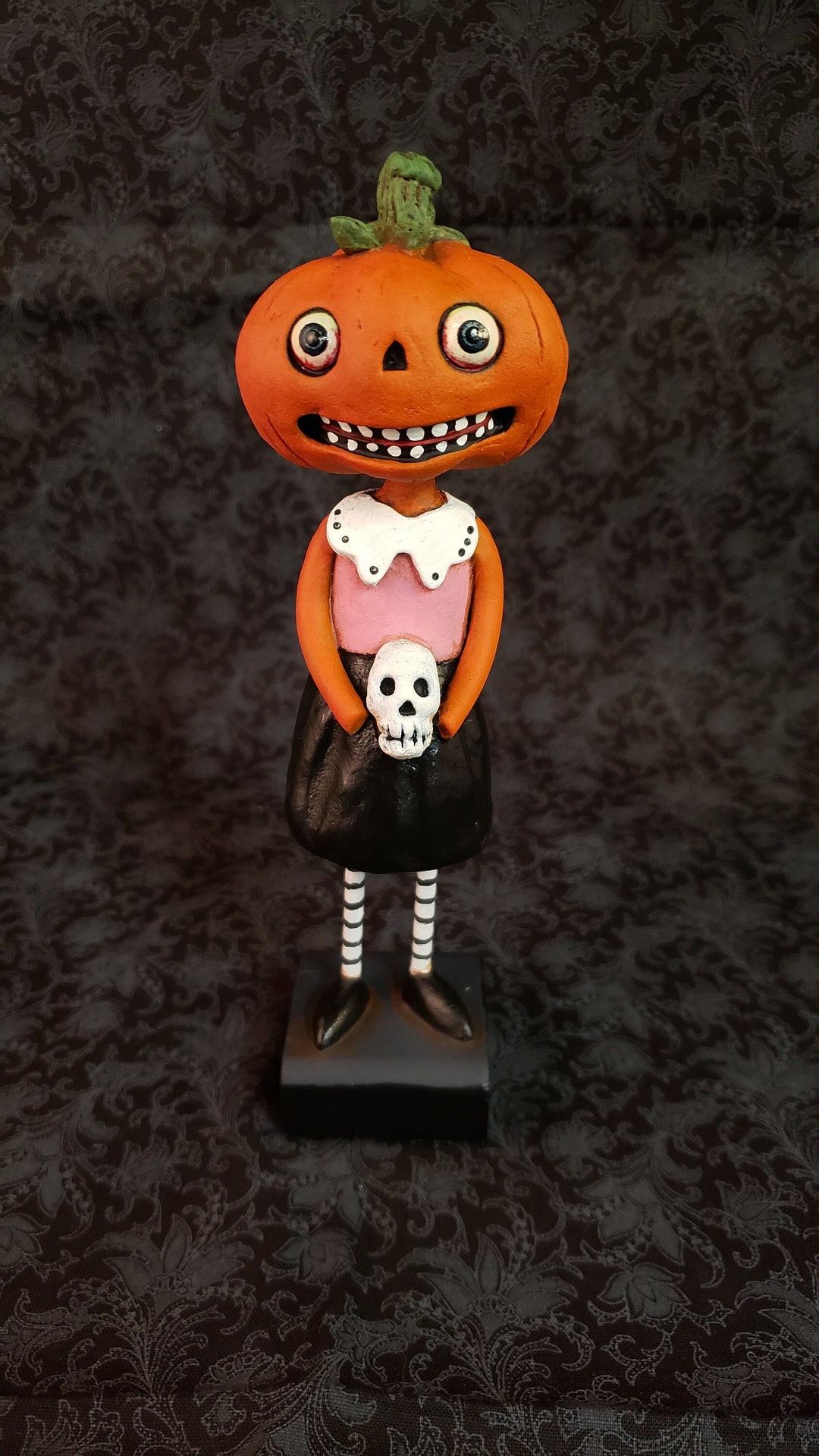 Halloween Art Pumpkin Head Figurine. Vintage Halloween Inspired, One of ...