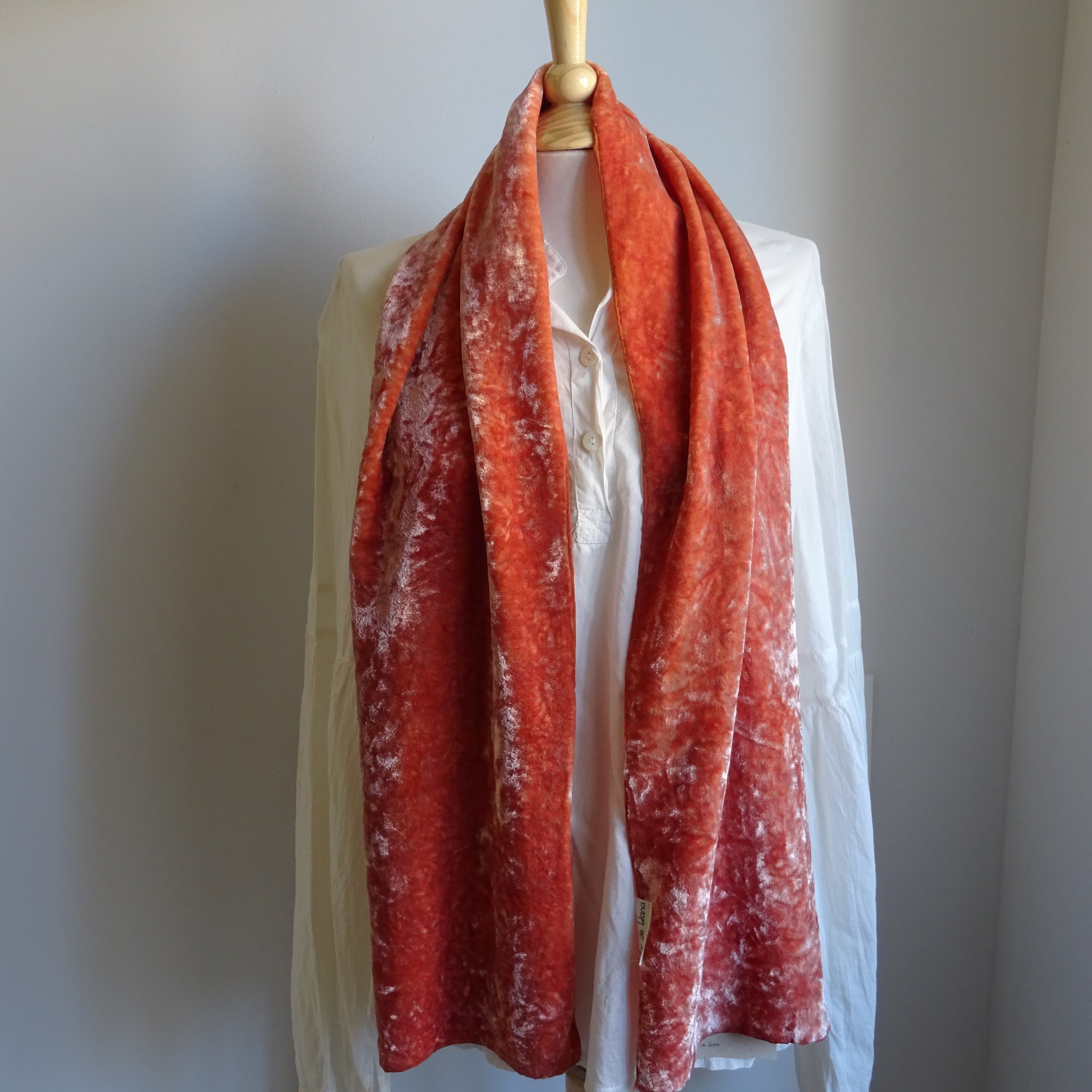 FULAR o Pañuelo de TERCIOPELO. Chal. Teñido a mano con tintes naturales ...