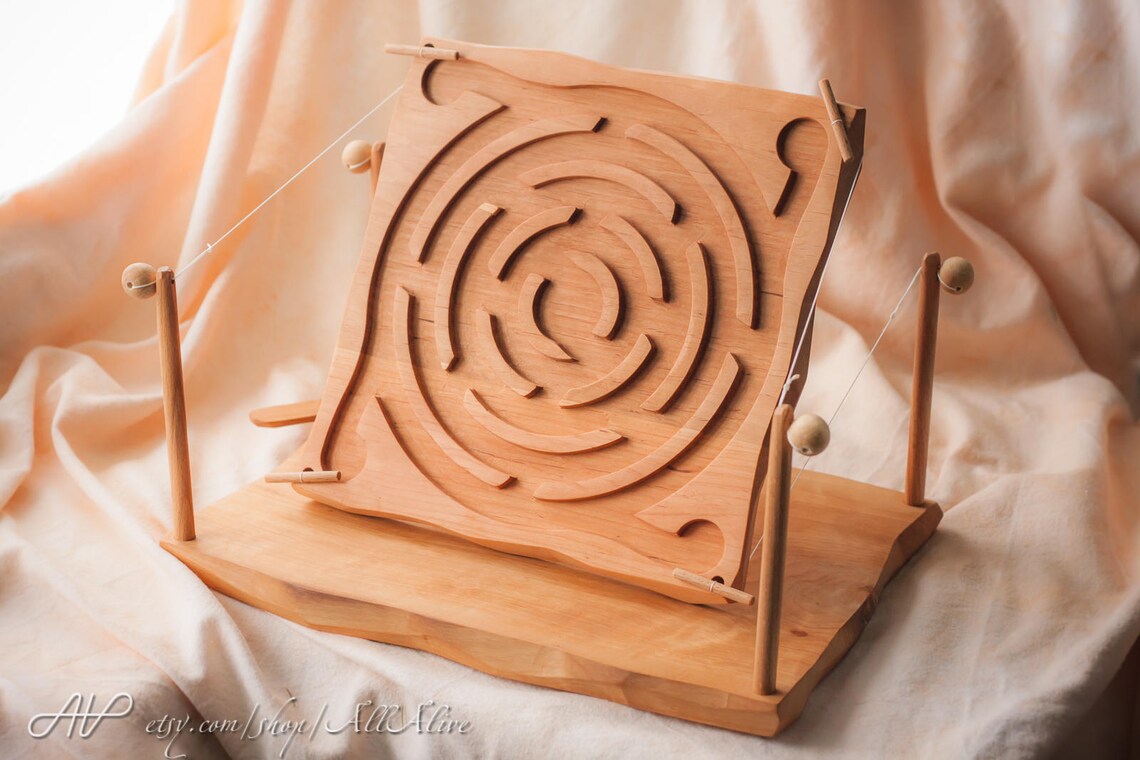 Wooden Labyrinth on strings Wood Labyrinth Waldorf toys | Etsy