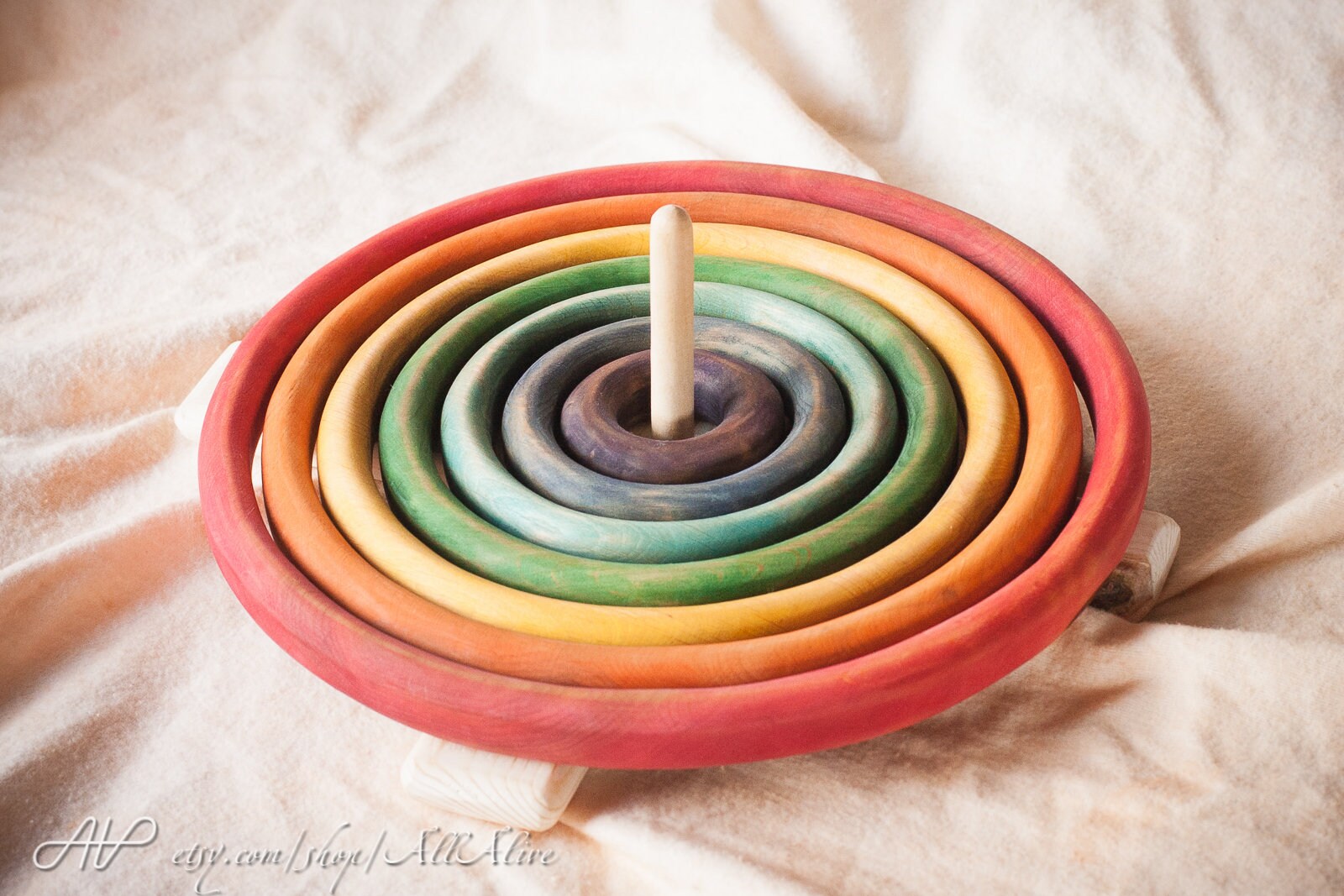 Wooden Rainbow Stacking Circles Set Throw Rings Game - Etsy