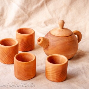 Wooden Tea Service - Teapot With Cups, Plates, Spoons - Wood Play Food ...