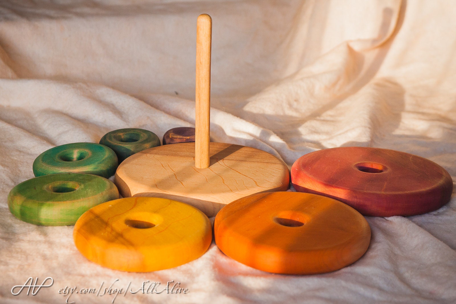 Wooden Rainbow Pyramid Stacking Toy Colorful Waldorf Toys - Etsy