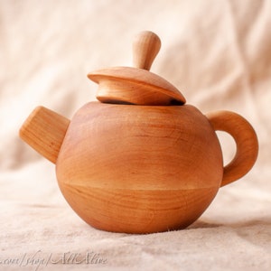 Wooden Tea Service - Teapot With Cups, Plates, Spoons - Wood Play Food ...