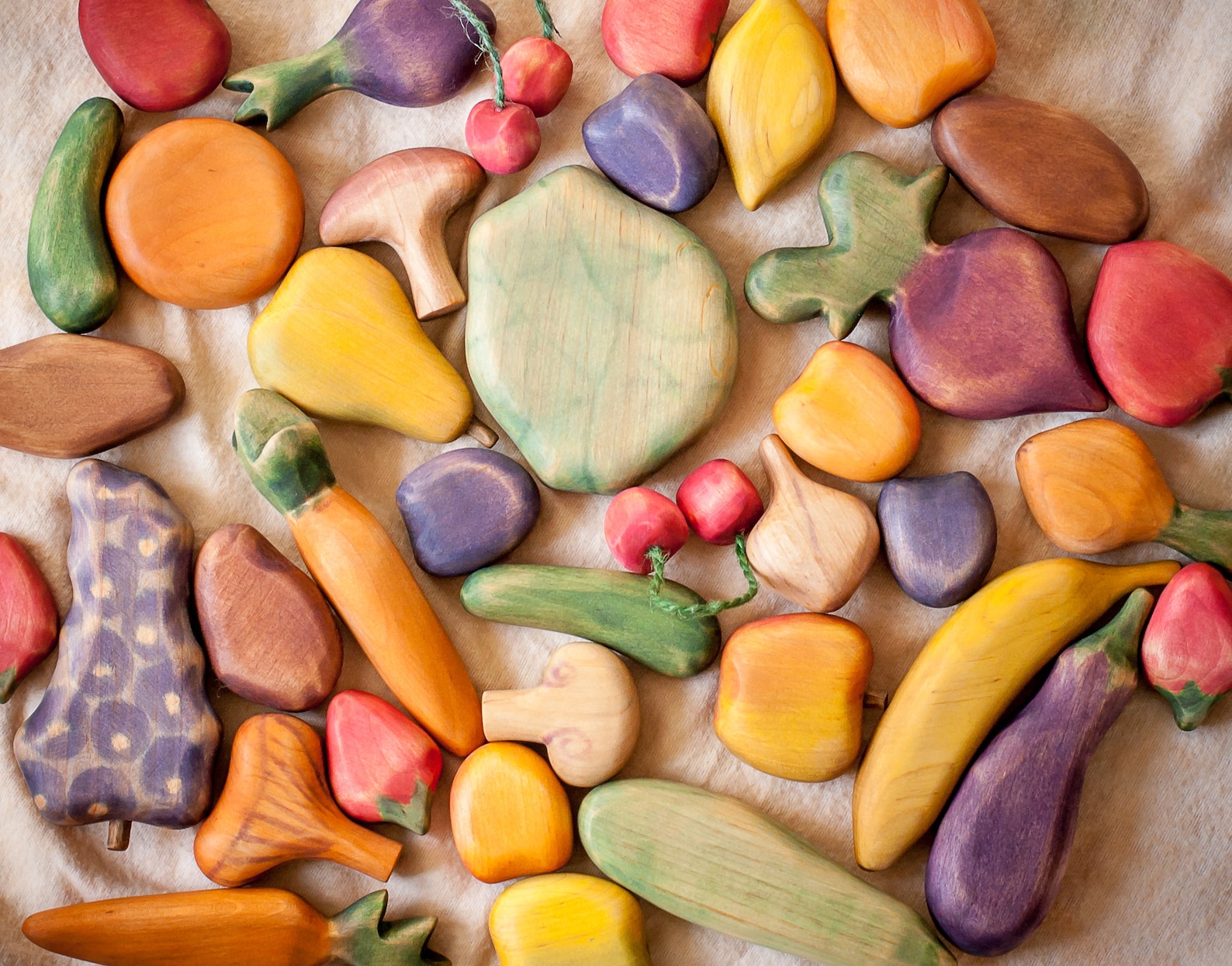 Wood Play Food Vegetable Toy Big Set 20pcs. Wooden Vegetables. Waldorf ...