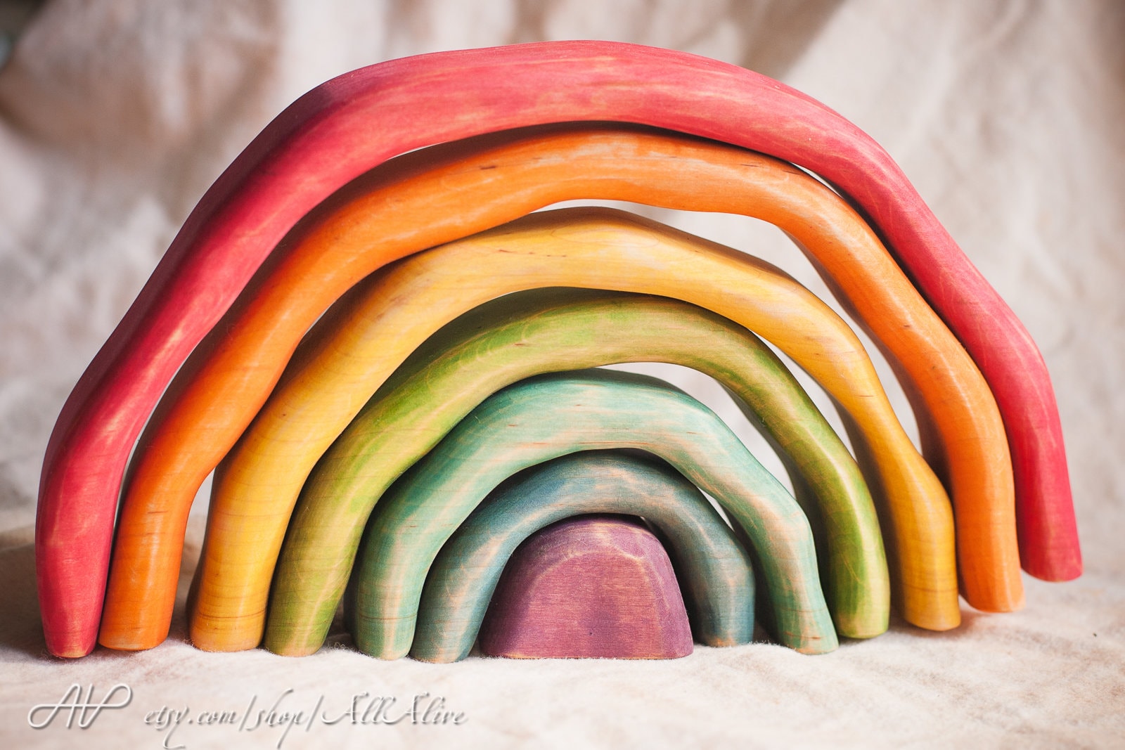 Wooden Unique Wavy Rainbow Stacker - Colorful - Waldorf Toys ...