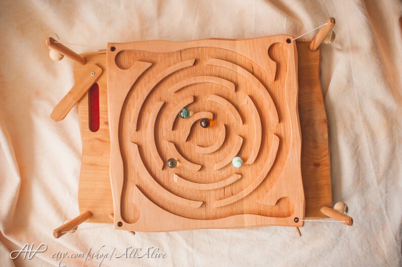 Wooden Labyrinth on Strings Wood Labyrinth Waldorf Toys | Etsy
