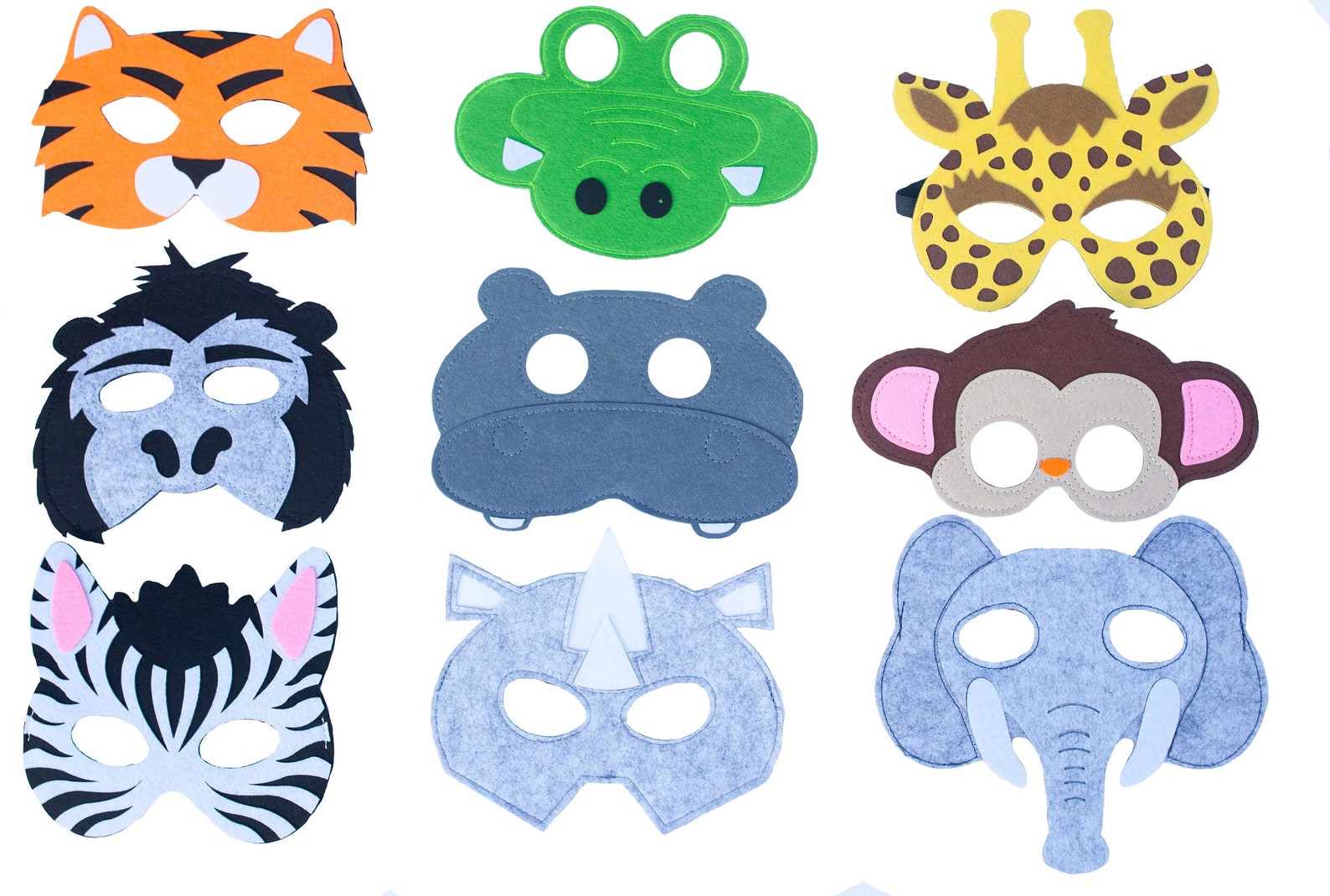 Jungle Animal Masks For Children Party African Safari Favor | Etsy