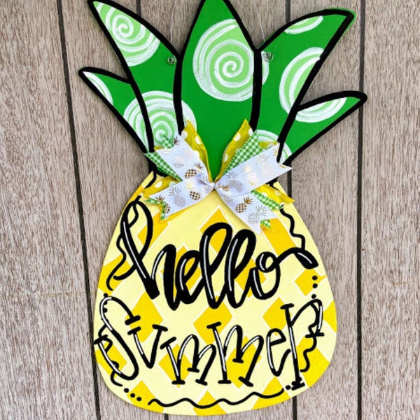 Pineapple Monogram Door Hanger - Etsy