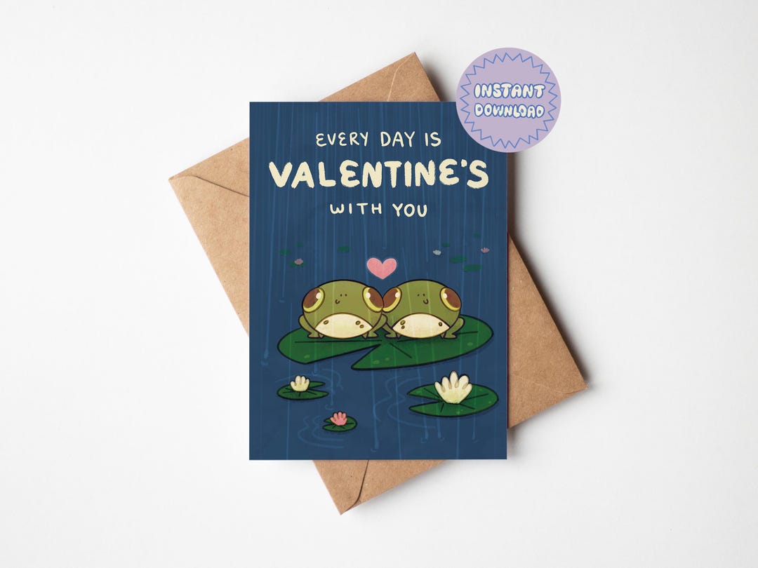 Frog Valentine's Day Card | Printable Digital Download | Cute Valentine ...