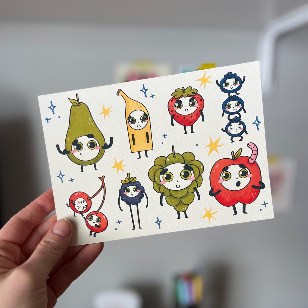 Fruit Characters Print | 5x7 Print | Matte Paper Finish - Etsy