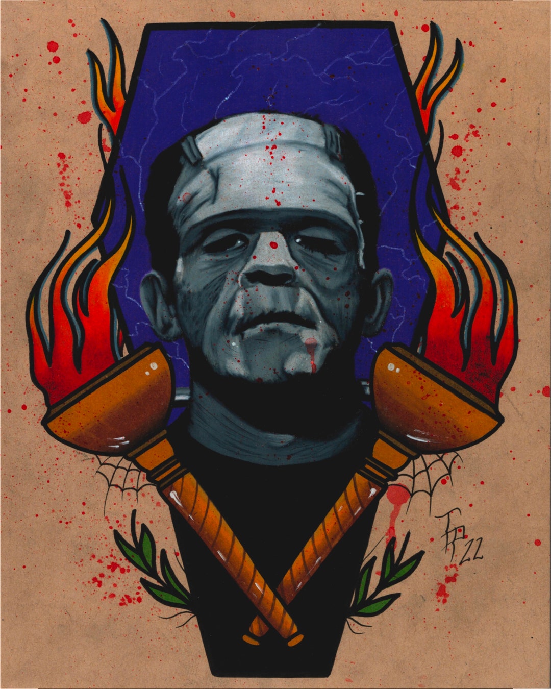 Frankensteins Monster Color Pencil Portrait Print - Etsy