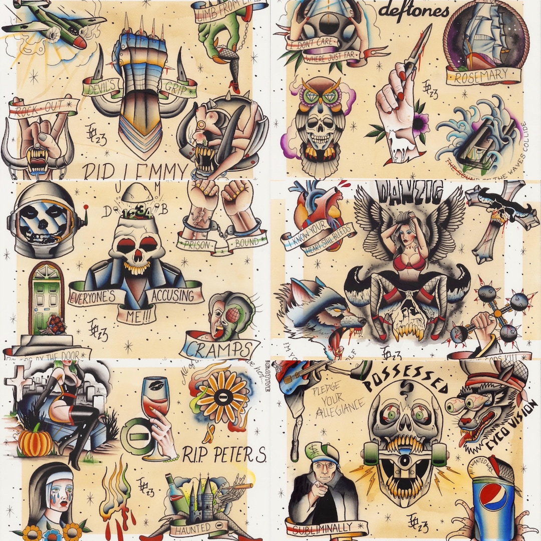 Full Music Set Tattoo Flash - Etsy