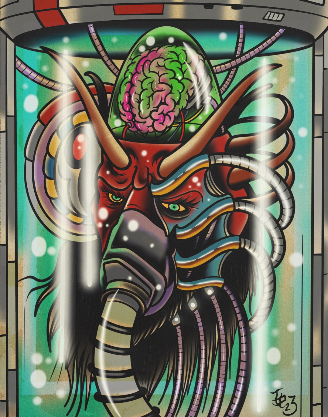 Robotic Devil Tattoo Flash - Etsy