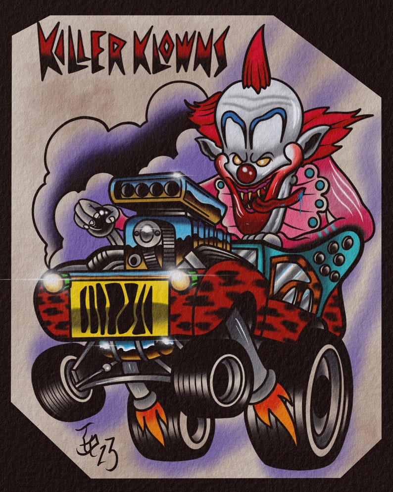 Killer Klowns Hot Rod Tattoo Flash - Etsy