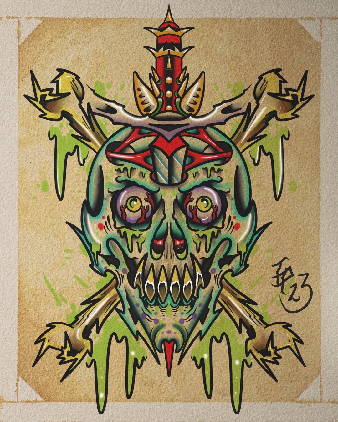 Skull Tattoo Flash - Etsy