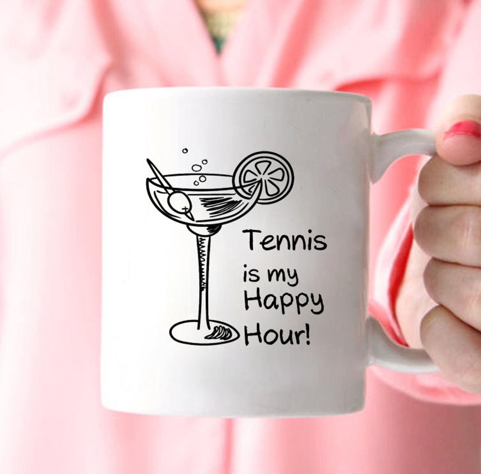 Tennis Coffee Mug Tennis is My Happy Hour Tennis Mug - Etsy