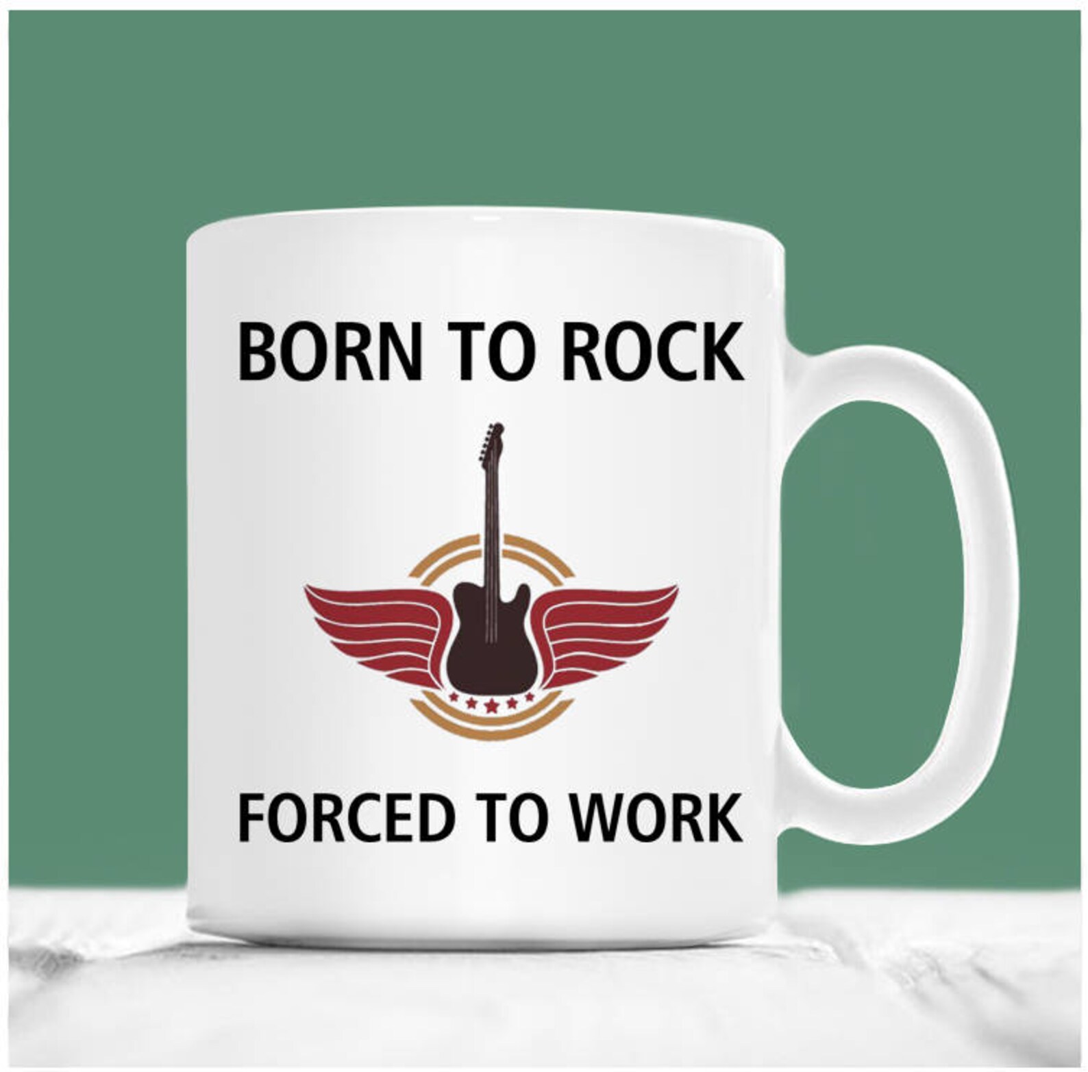 Rock Mug, Born to Rock Forced to Work, Guitar Mug, Rock Band Mug ...