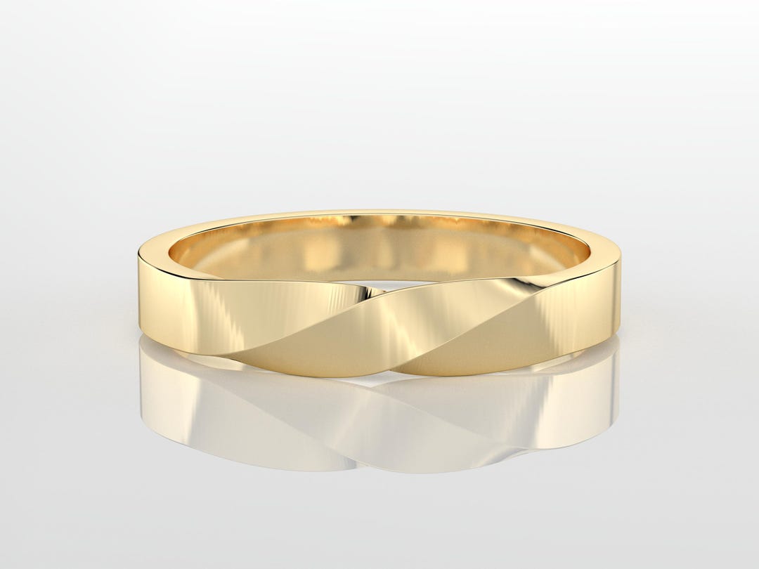 3mm Solid Gold Mobius Twist Ring, Handmade Unisex Wedding Band - Etsy