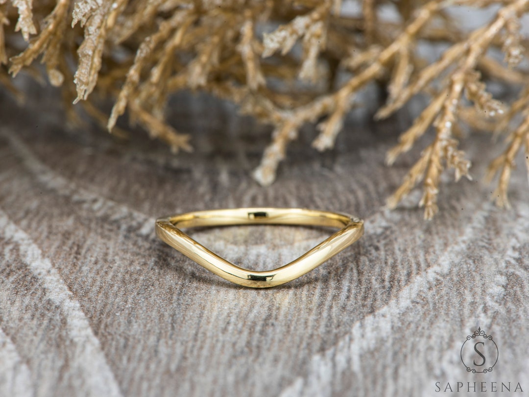 Curved Gold Band,plain Curved Wedding Band,curved Platinum Band, Curved ...