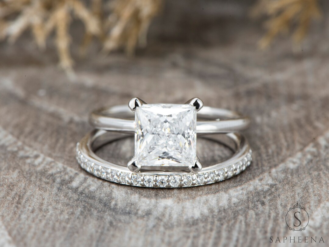 2 Ct Solitaire Princess Cut Diamond Engagement Ring, Solid Gold ...