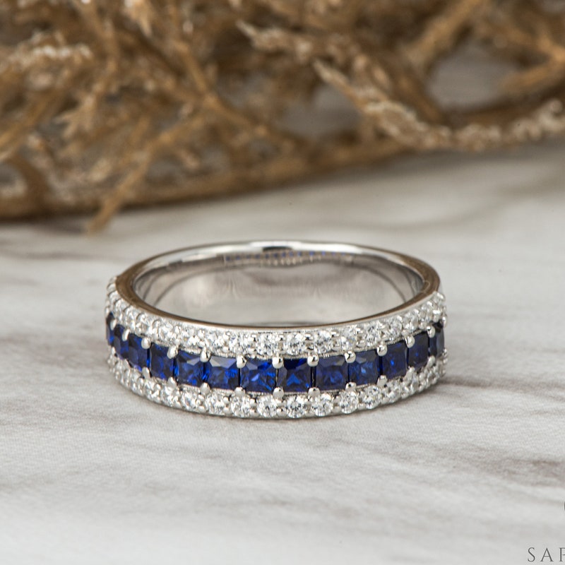 Blue Sapphire Princess Cut Rings - Etsy