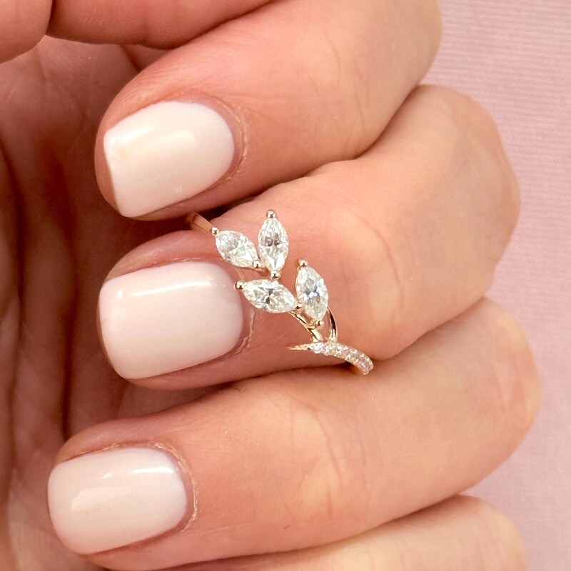 Diamond Leaf Ring - Etsy