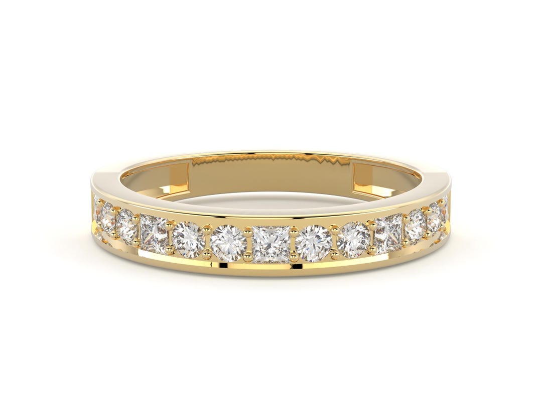 Eternity Band With Round & Princess Cut Moissanite Stones, Modern ...